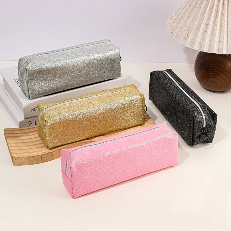 High quality Glitter Pencil Case Pencil Pouch Solid Color Large ...