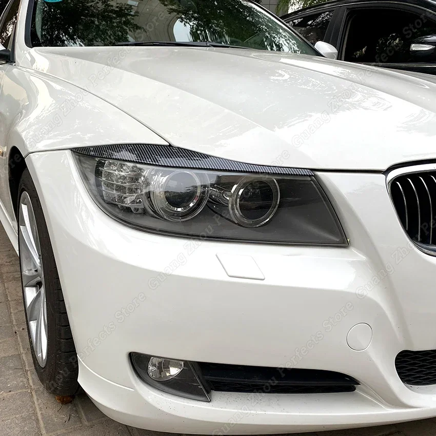Pair Headlight Eyelid Headlamp Eyebrow Decal Carbon Fiber Sticker Strip ...