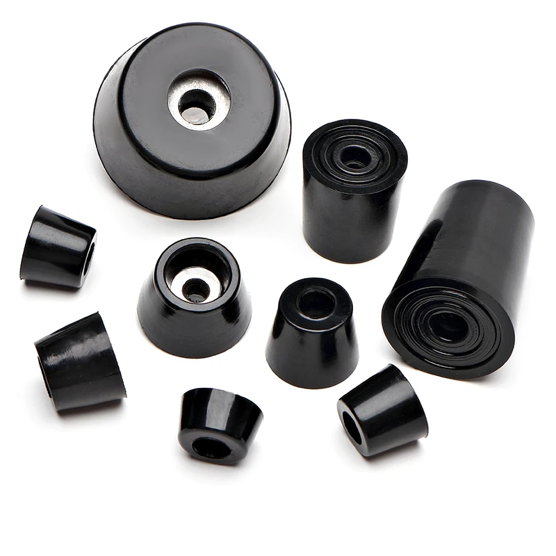 Black Rubber Feet With Washer Conical Anti Slip Shock Pad For Speaker ...