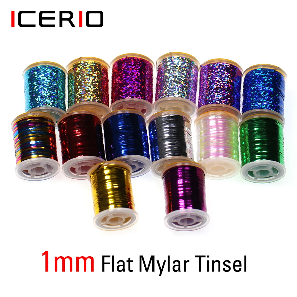 ICERIO 120yards 1mm Sparkle Crystal Strip Holographic Flat Mylar Tinsel ...