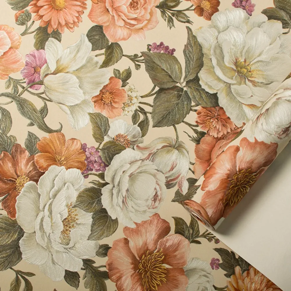 Luxury-American-Floral-Wallpaper-Bedroom-Living-Room-3D-European ...