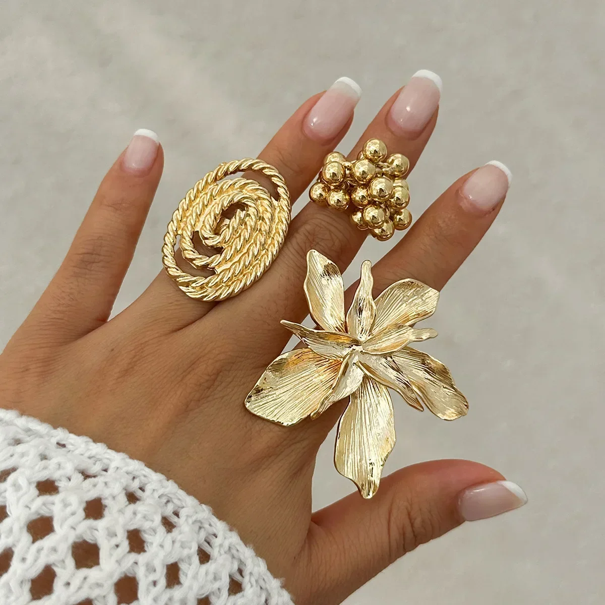 Anillos-de-flor-de-p-talo-grande-exagerados-nicos-para-mujer-anillo-de ...