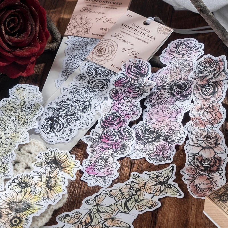 Flower Stickers Scrapbooking | Collage Sticker Pack | Label Stickers ...