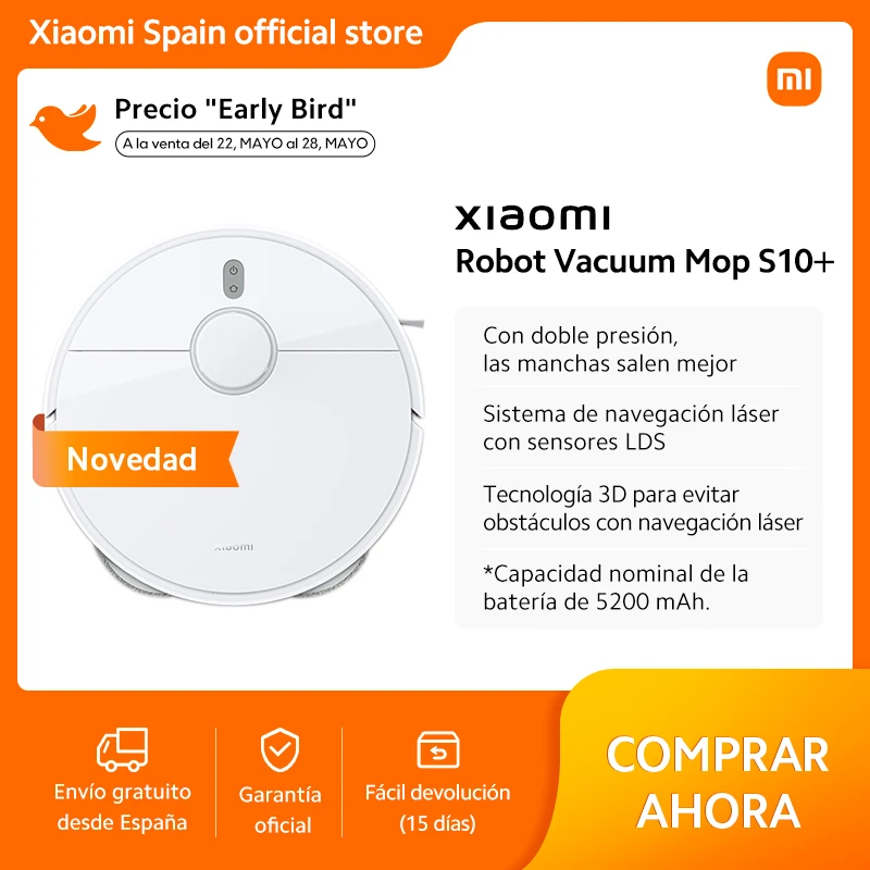 Xiaomi-Robot aspirador S10 +, mopa con Sensor láser con sensores LDS ...