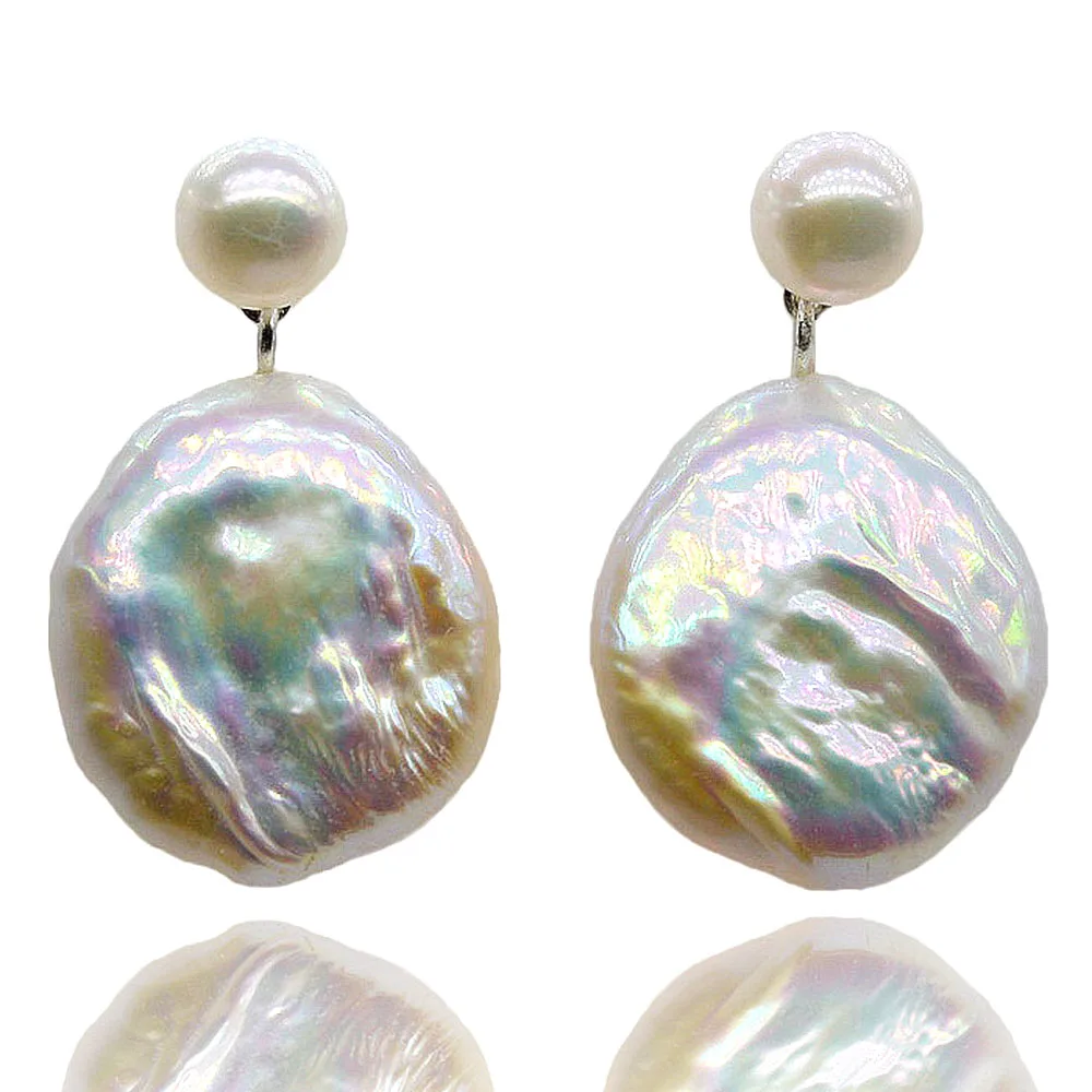 Pendientes de perlas naturales Multicolor para mujer, aretes de plata ...