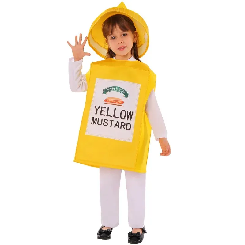 Kids Yellow Mustard Cosplay Girl Red Ketchup Bottle Costume for ...
