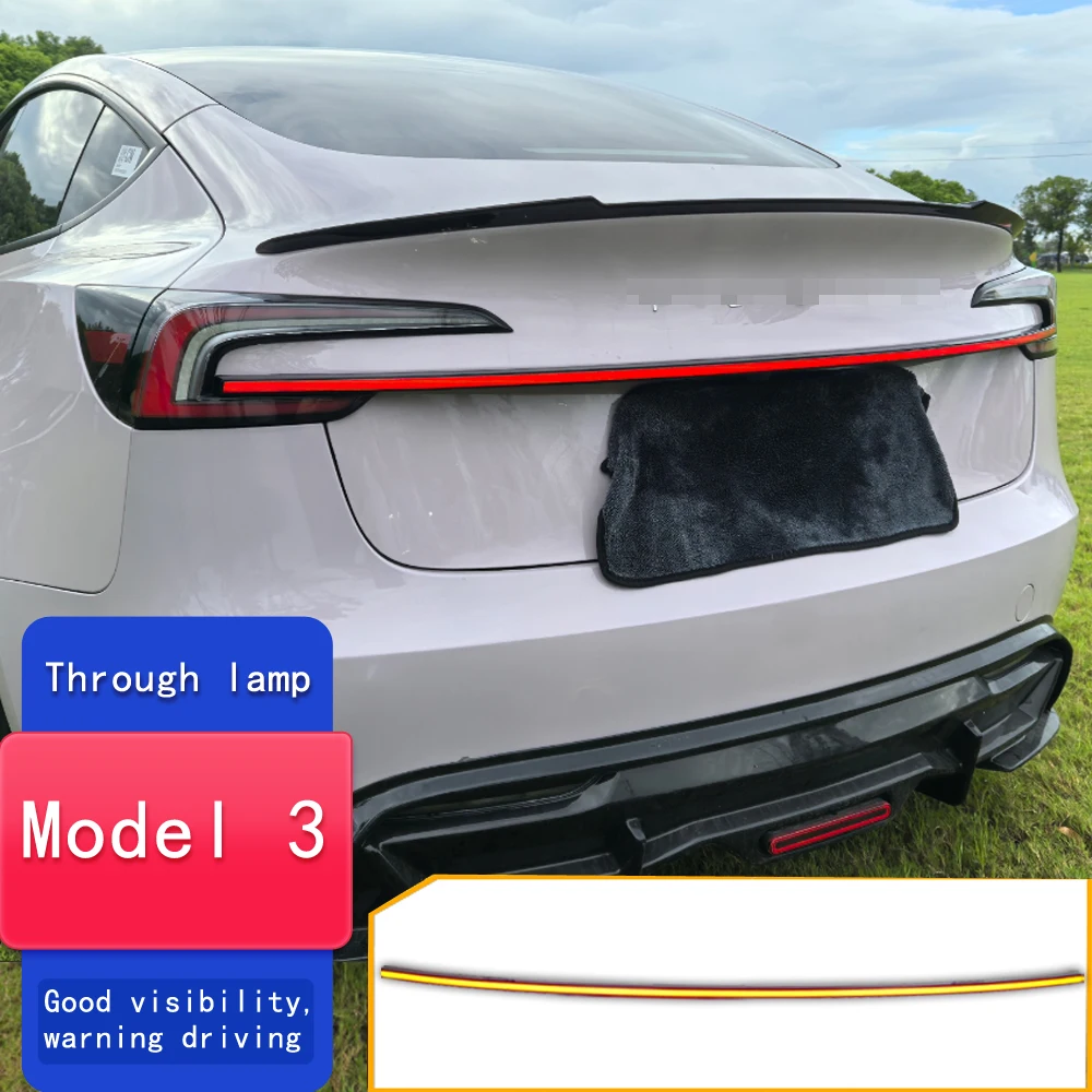 For Tesla Model 3 Through Taillight Flowing Dynamic Turn Brake Rear ...