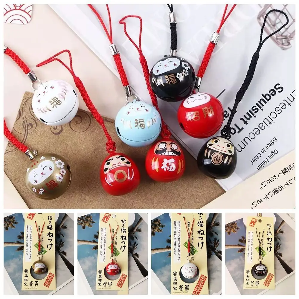 Japanese Lucky Cat Bag Pendants Japan Daruma Keyring Bells Pendant ...