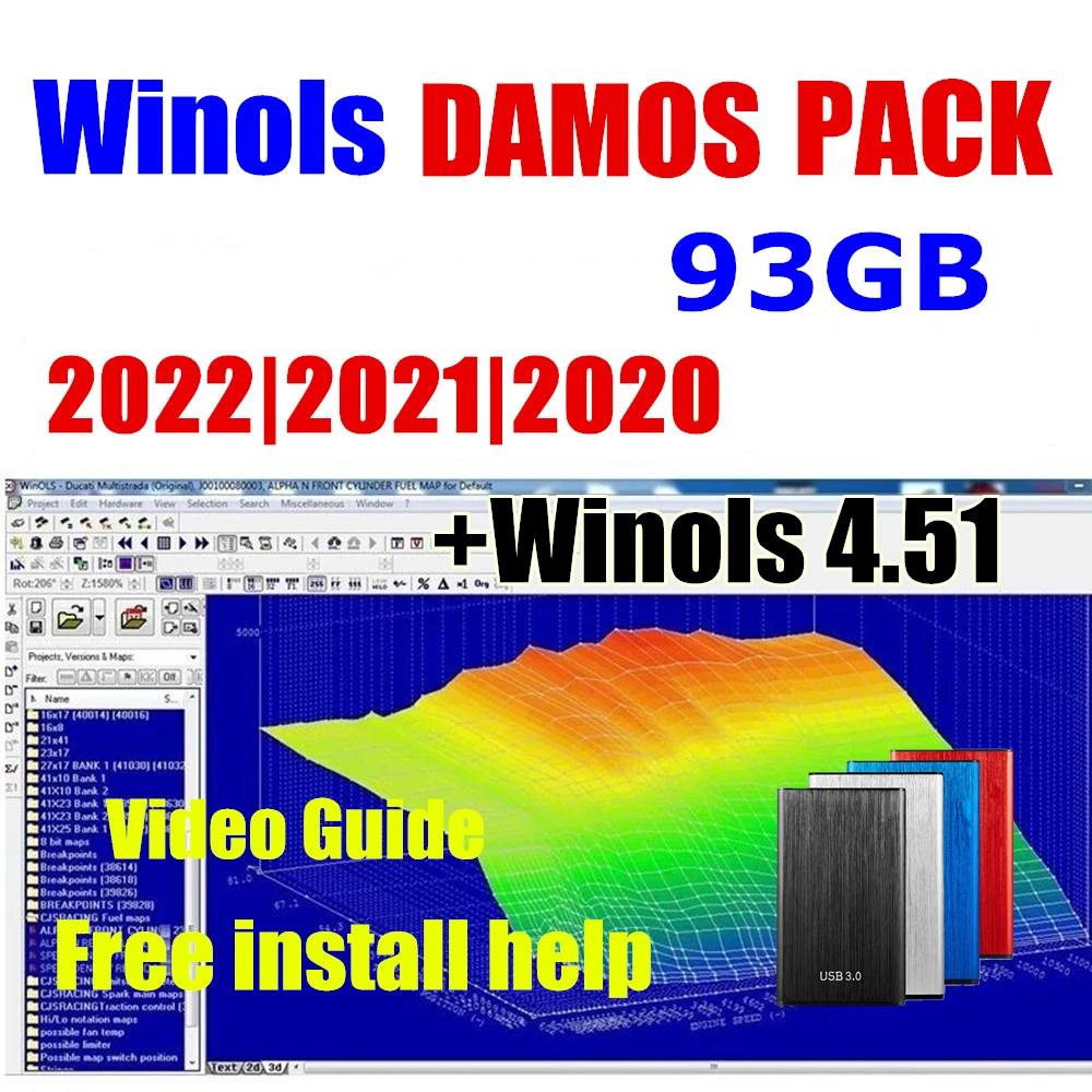 Winols 4.51 소프트웨어, 93GB WINOLS DAMOS 빅 아카이브 Damos Mappacks, 새로운 2022 ...