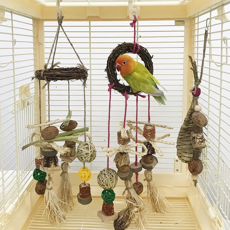 Handmade Parrot Vine Weaving String Parrot Toy Bird Cage Toy Grinding ...