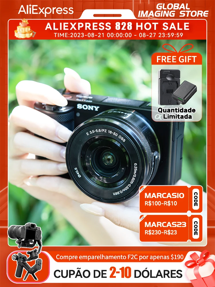 Câmera compacta sem espelho digital, Sony ZVE10, Alpha, ZV-E10, APS-C ...