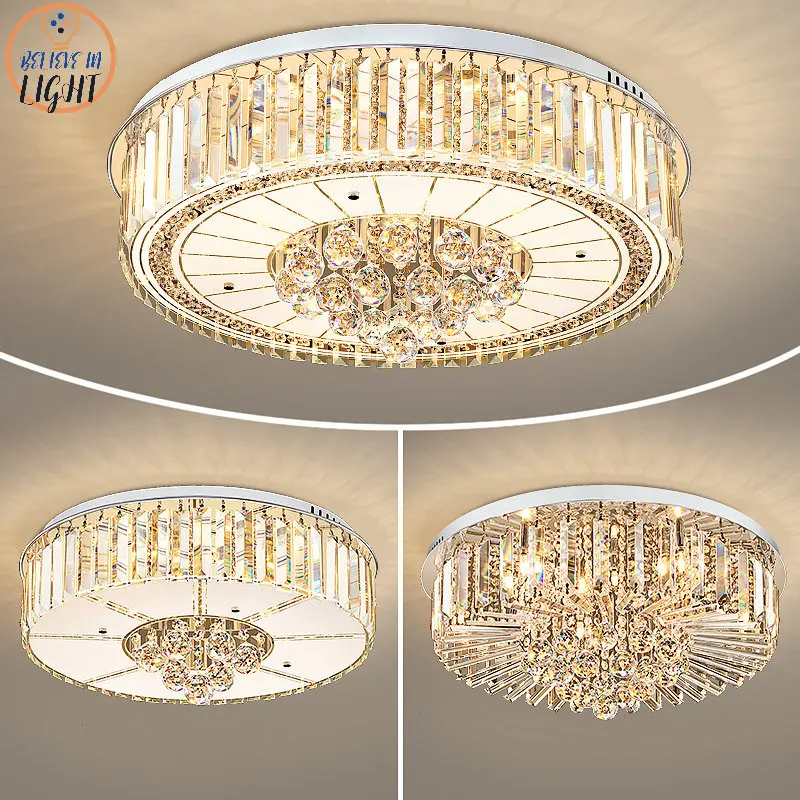 Crystal LED Ceiling Chandelier Living Room Decor Gold Lustre Luxury ...