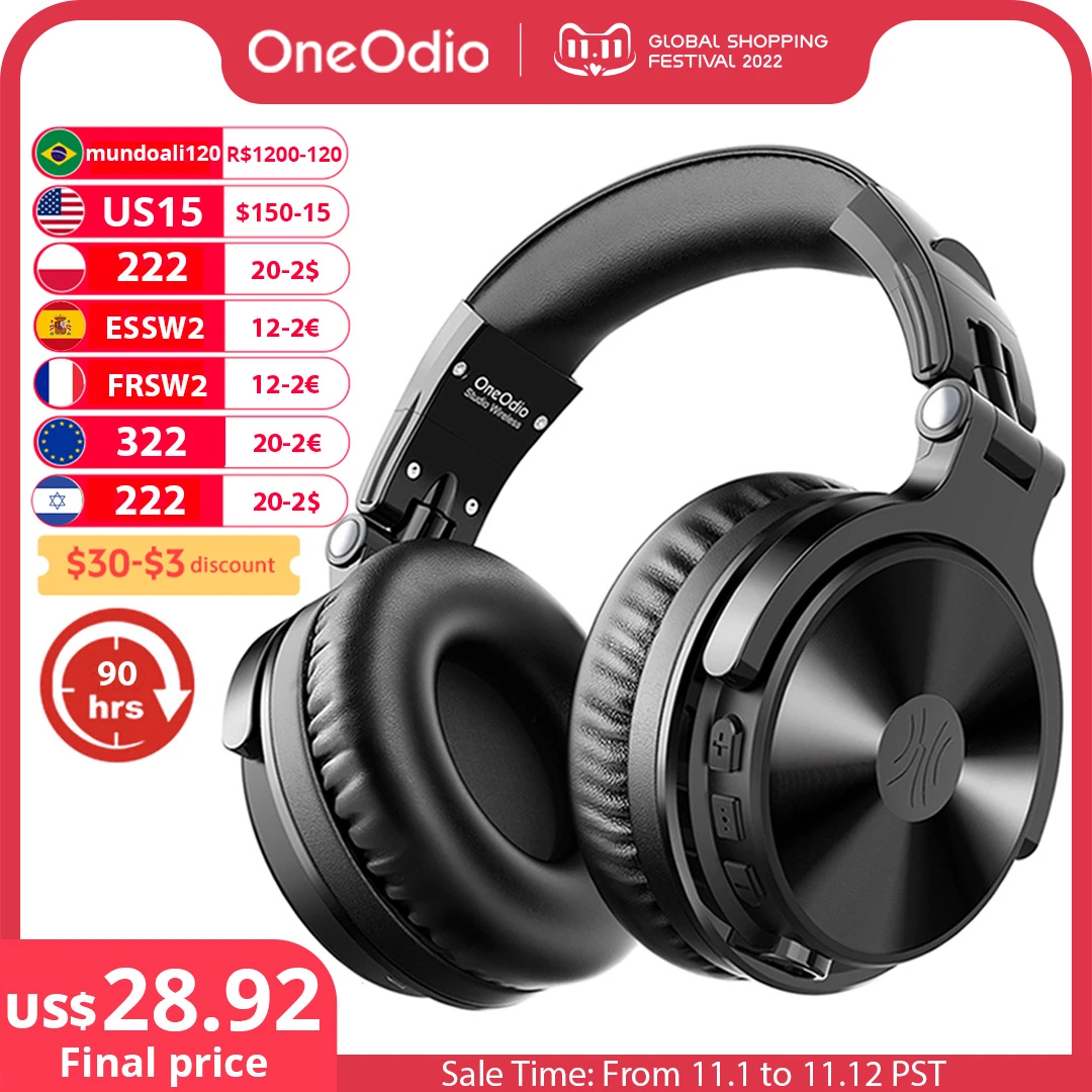 Oneodio Bluetooth Wireless Headphones With Microphone 110hrs Foldable ...