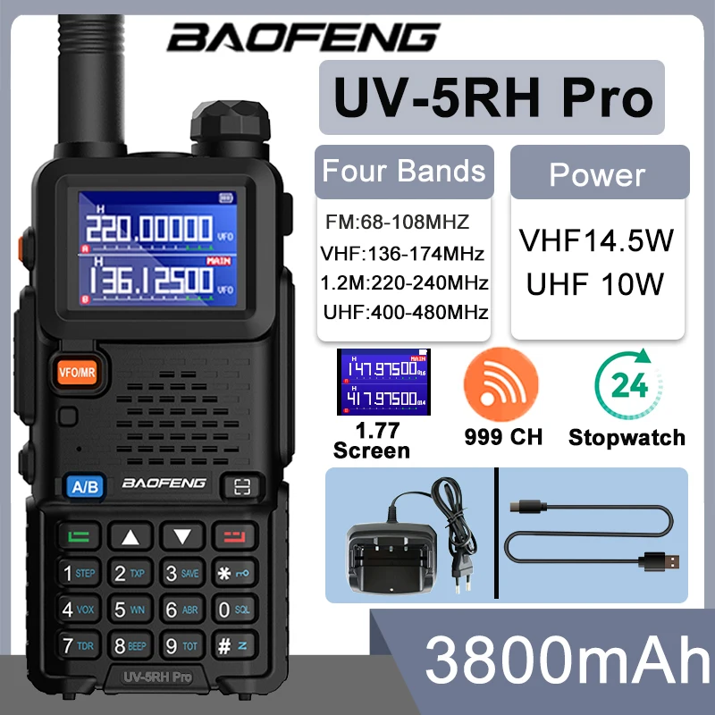Baofeng-UV-5RH-Walkie-Talkie-3800mAh-UV-5RH-Pro-14-5W-USB-C-Charger ...