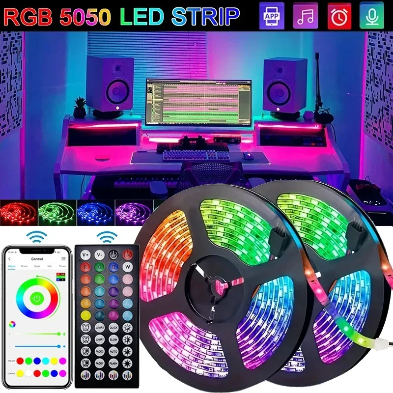 USB-LED-Strip-Lights-RGB-5050-Led-Light-Bluetooth-App-Control-Flexible ...
