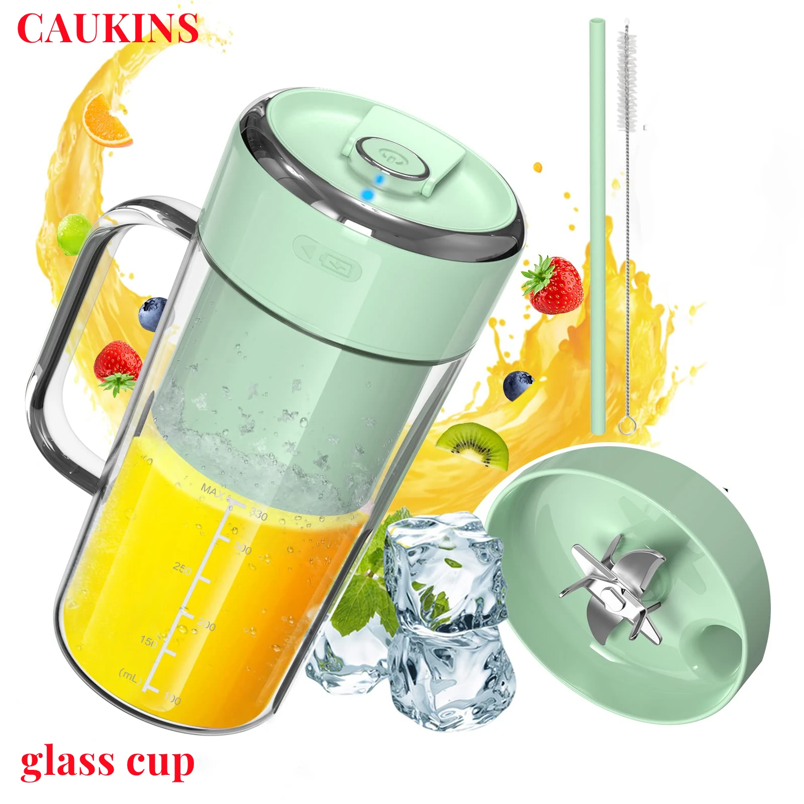 Glass Juicer Cup Portable Fruit Mixers Smoothies USB Rechargeable ...