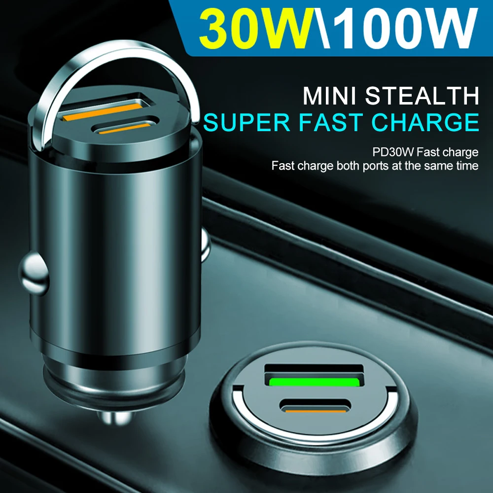 100W-Car-USB-Charger-Super-Charge-USB-A-USB-C-Cigarette-Lighter-Adapter ...
