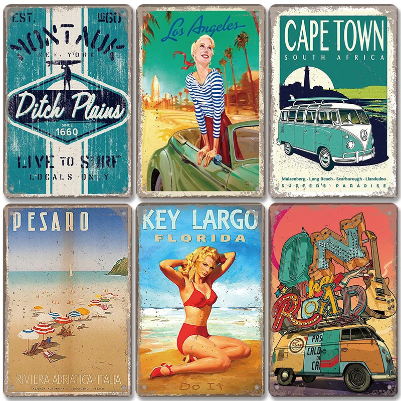 Beach-Bus-Vintage-Tin-Signs-Metal-Plaque-Retro-Summer-Travel-Poster ...
