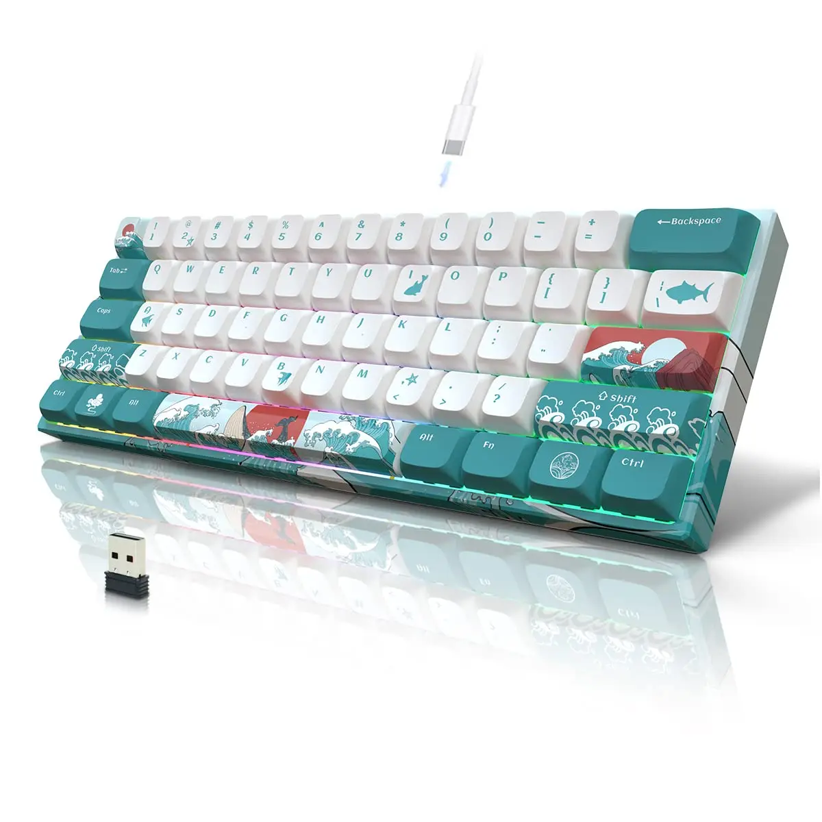 COSTOM-M61-Coral-Sea-60-Wireless-Mechanical-Keyboard-Mini-Gamer ...