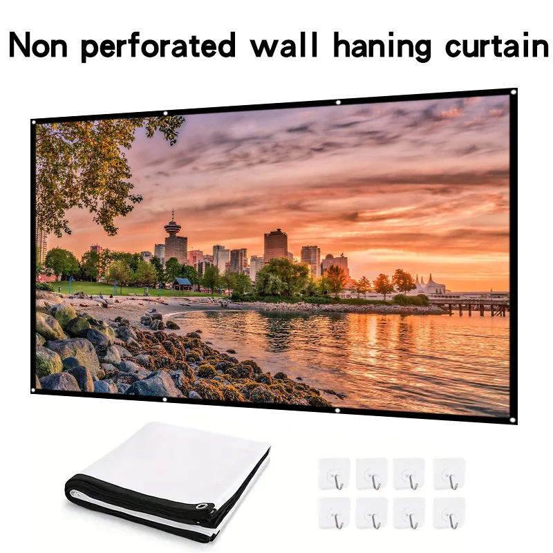 Simple folding projector milk silk soft screen 60-150 inches 16:9 ...