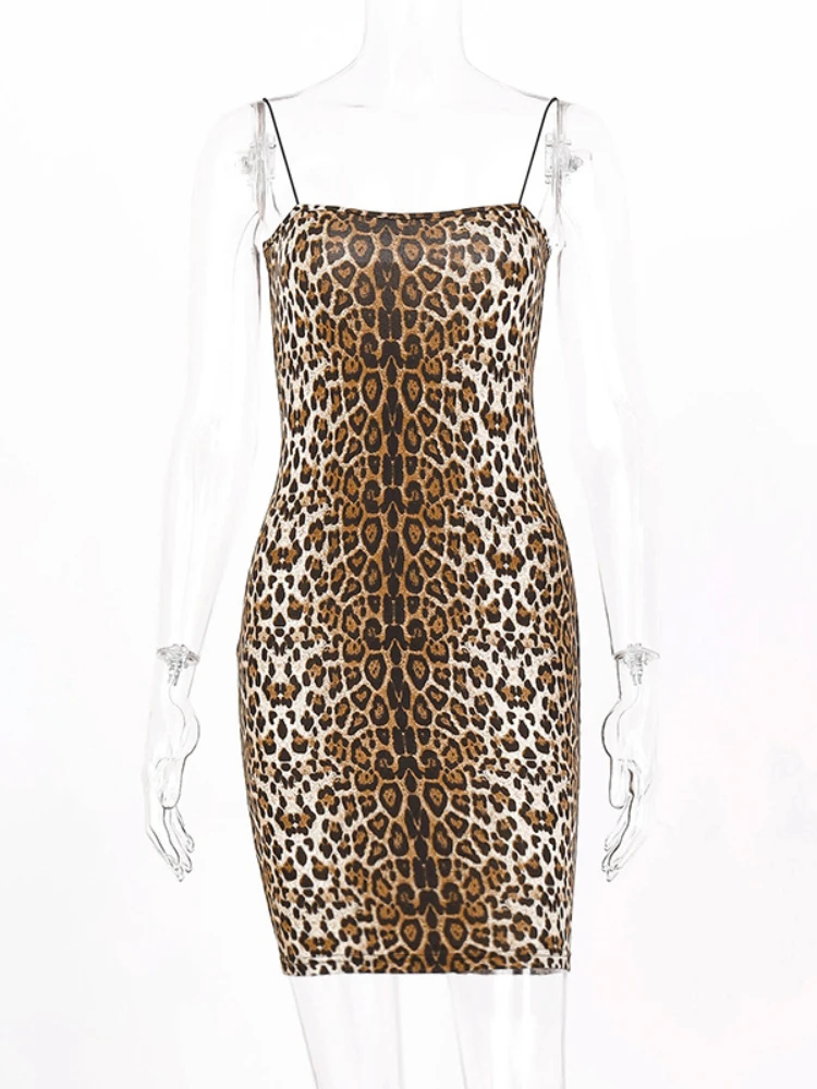 Sexy Tiger Stripe Leopard Print Slim Bodycon Dress Women Spaghetti ...