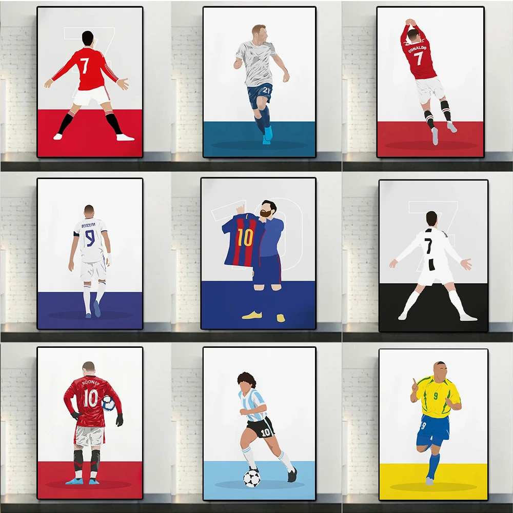 Modern-Football-Sports-Star-Poster-Print-Soccer-Players-Figures-Canvas ...