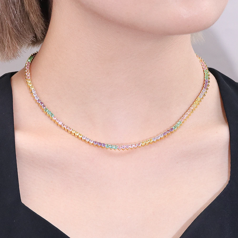 Colares-redondos-de-zirc-o-banhados-a-ouro-para-mulheres-3-pontas ...