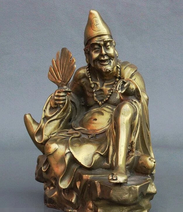 8inch-Chinese-Brass-Mad-Monk-Dragon-Lohan-Arhat-Chai-Gong-Ji-Gong ...