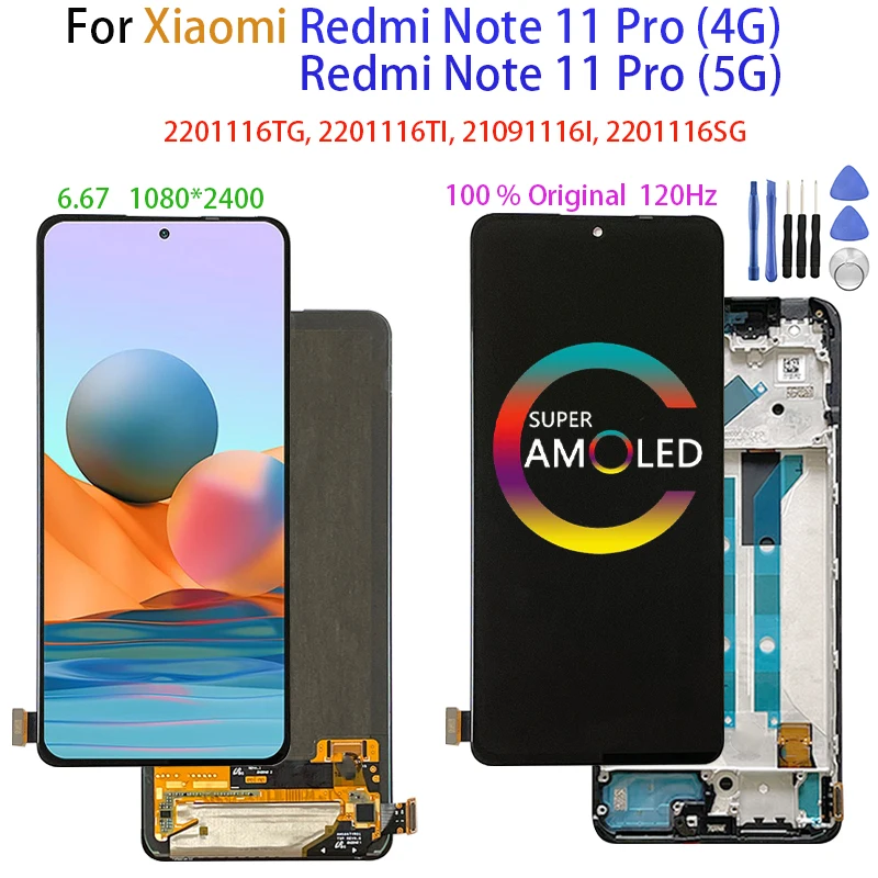 Original AMOLED For Xiaomi Redmi Note 11 Pro Note 11 Pro 5G Pantalla ...