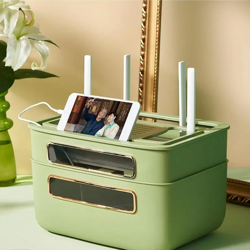 Wireless-Wifi-Router-Shelf-Storage-Box-Table-Cable-Organizer-Box-Cable ...