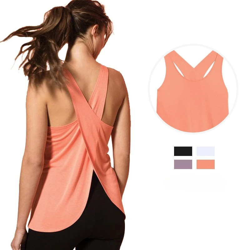 Cross-Back-Yoga-Shirt-Women-Quick-Drying-Breathable-Yoga-Top-Sleevees ...