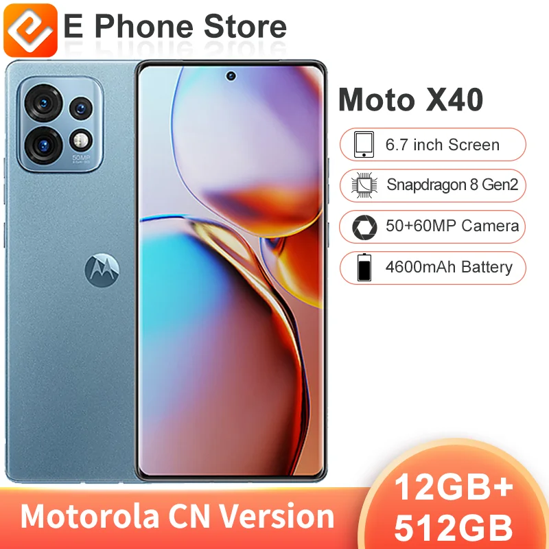 Motorola Smartphone MOTO X40 5G, 512GB, Snapdragon 8 Gen2, pantalla de 6,7 pulgadas, cámara de ...