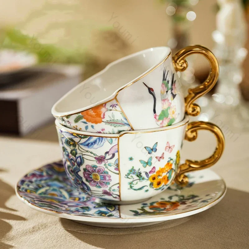 Retro Golden Edged Ceramic Coffee Cups Light Luxury Restaurant ...