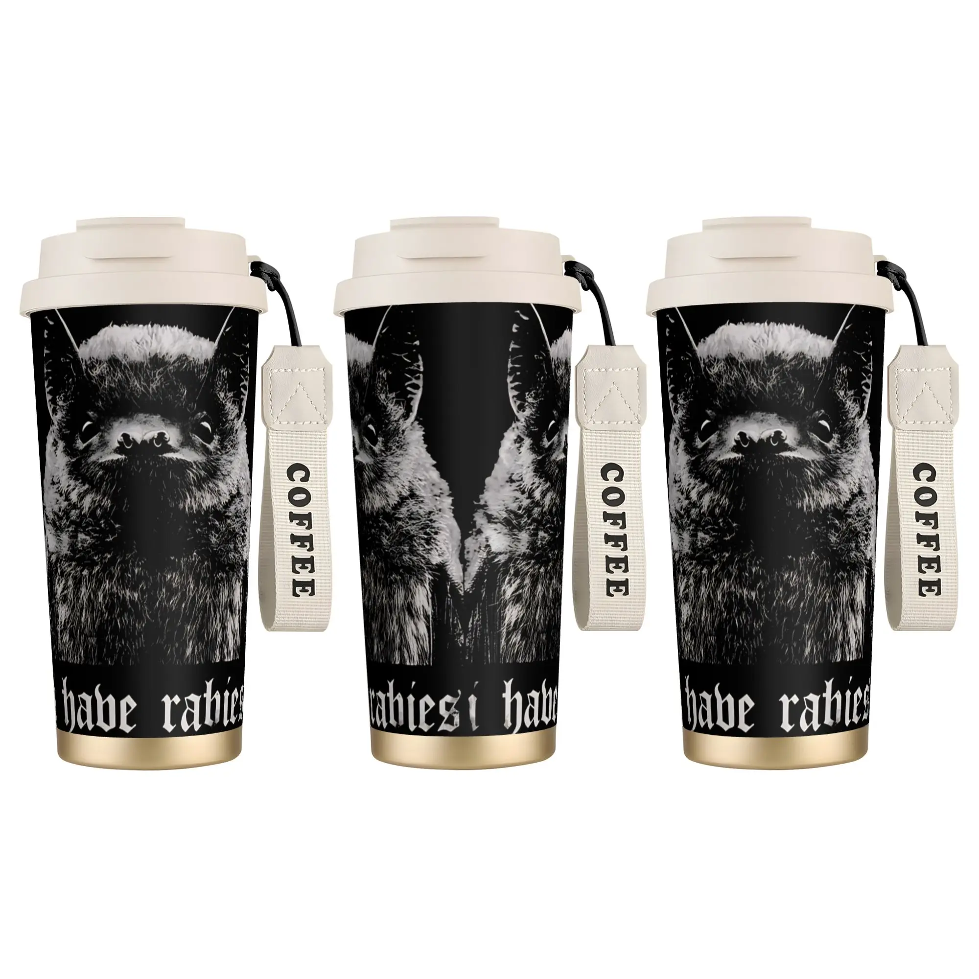 Large Capacity I Have Rabies Funny Bat Coffee Mug Cold Drink Keep Heat ...