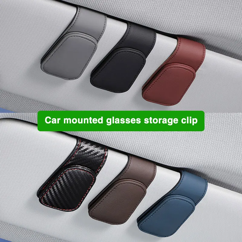 Universal-Car-Auto-Sun-Visor-Eyeglass-Hanger-Clip-Leather-Glasses ...