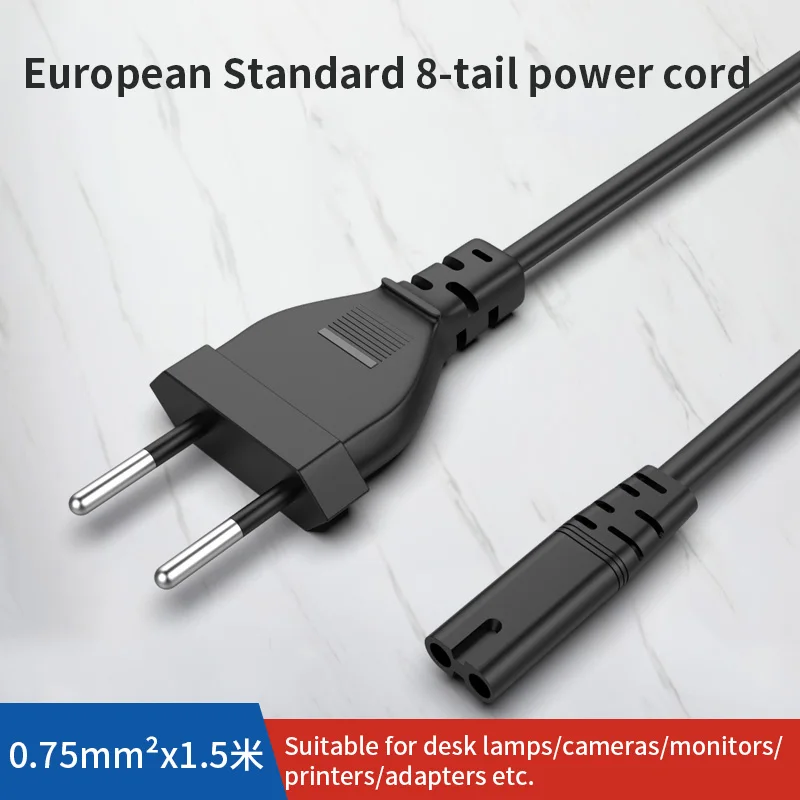 1pc 1.5m 전원 코드 케이블 EU 2 proong 노트북 AC 플러그 어댑터 끈 칼라 2 핀|power cord|power ...