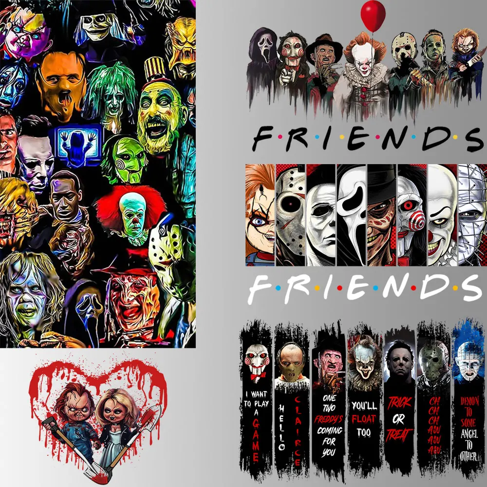 Horror-Movie-Patches-For-Clothing-Heat-Transfer-Stickers-For-T-shirt ...