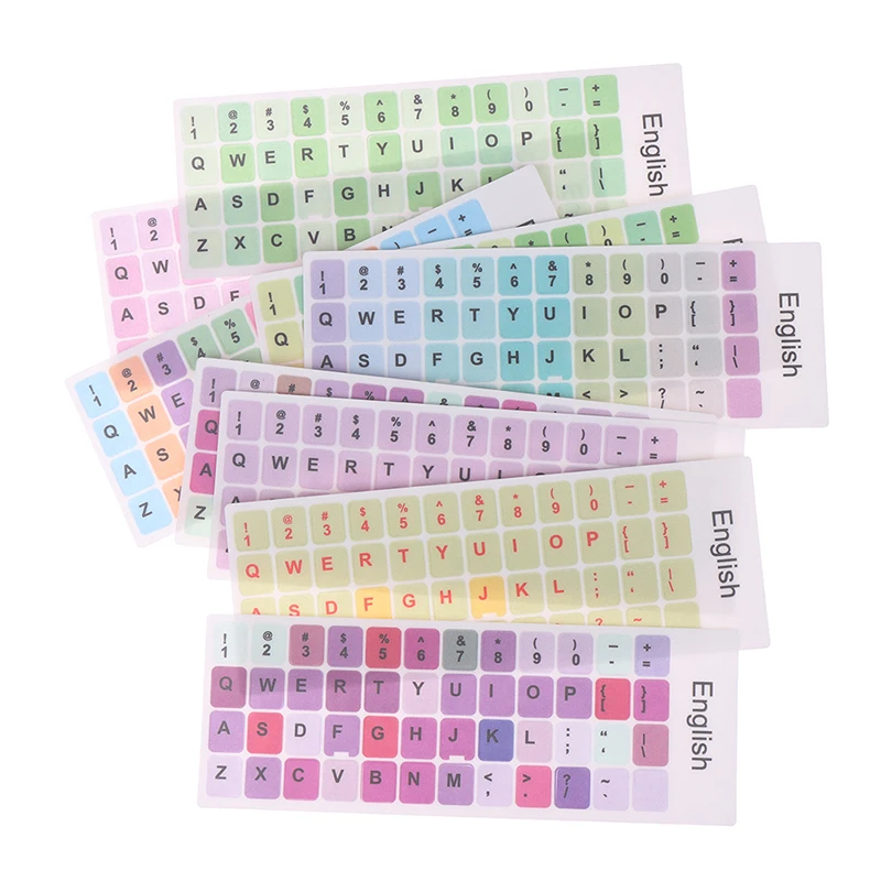 English-Keyboard-Sticker-Makaron-Color-Keycap-Key-Caps-Cover-Stickers ...