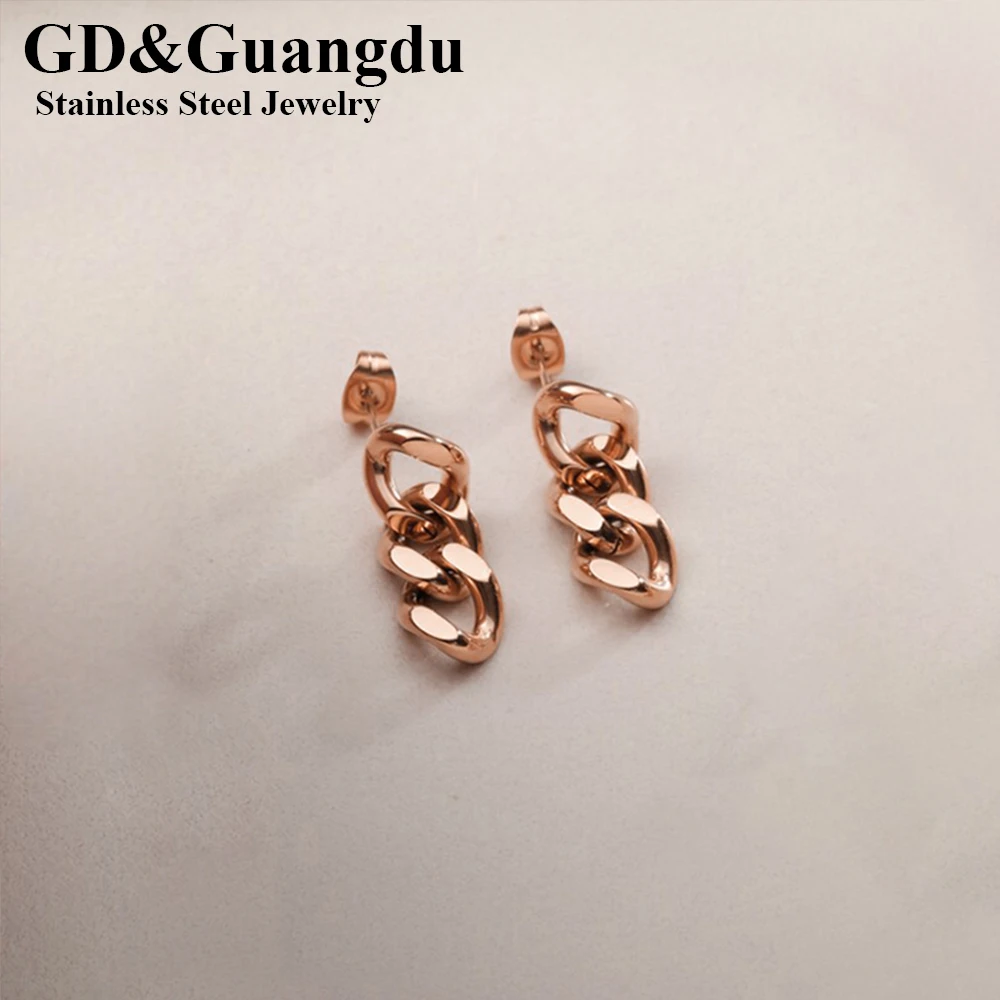 Cuban-Chain-Link-Dangling-Earrings-Gold-Plated-Vintage-Curb-Minimalist ...