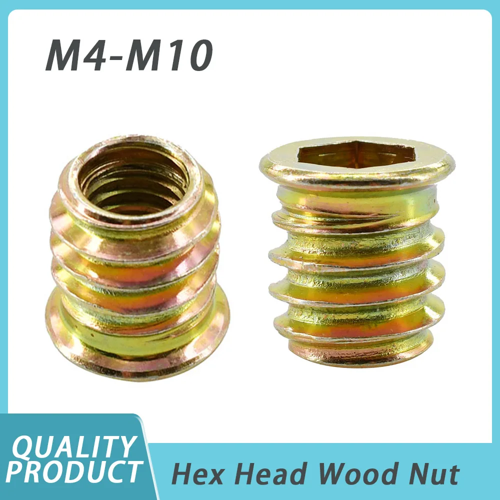 M4 M5 M6 M8 M10 Furniture Insert Nuts Hex Head Wood Nut Threaded ...