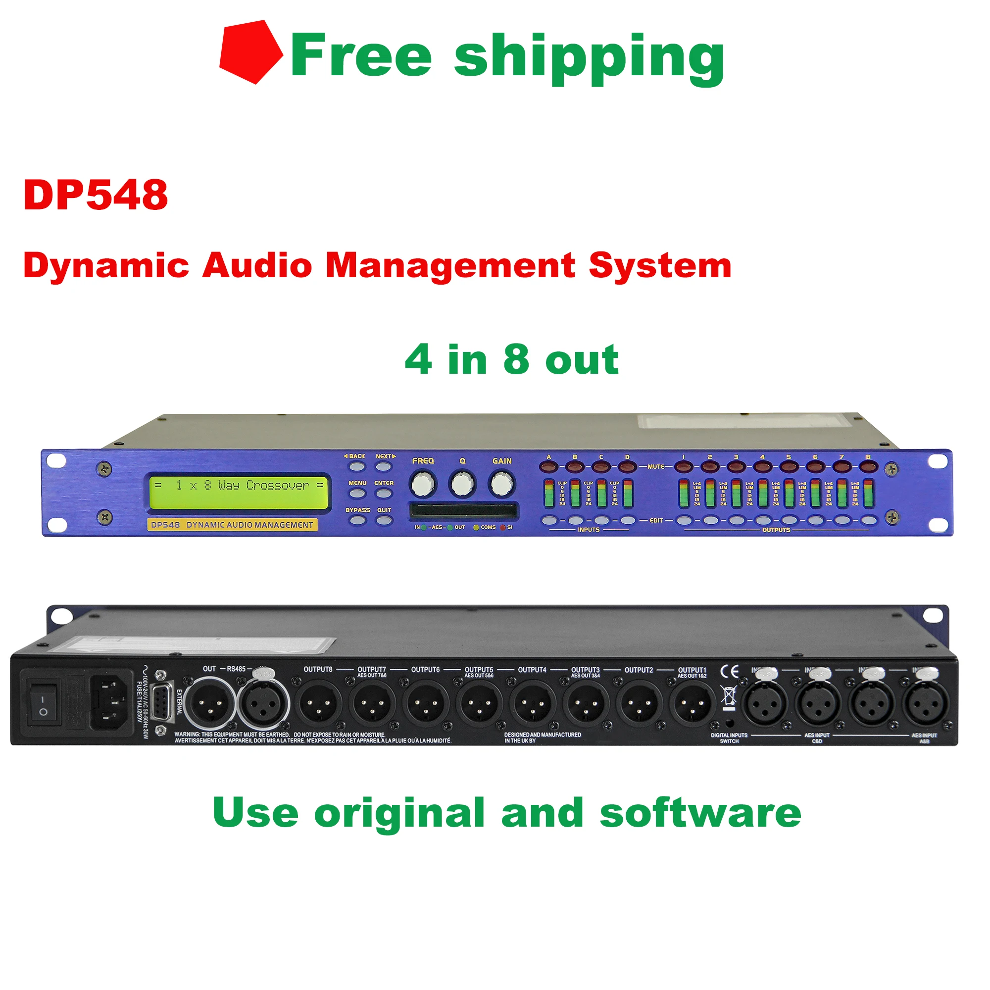 DP548 Professional Digital Audio Processor DSP 4In8Out Original Software Audio Frequency Dvision ...