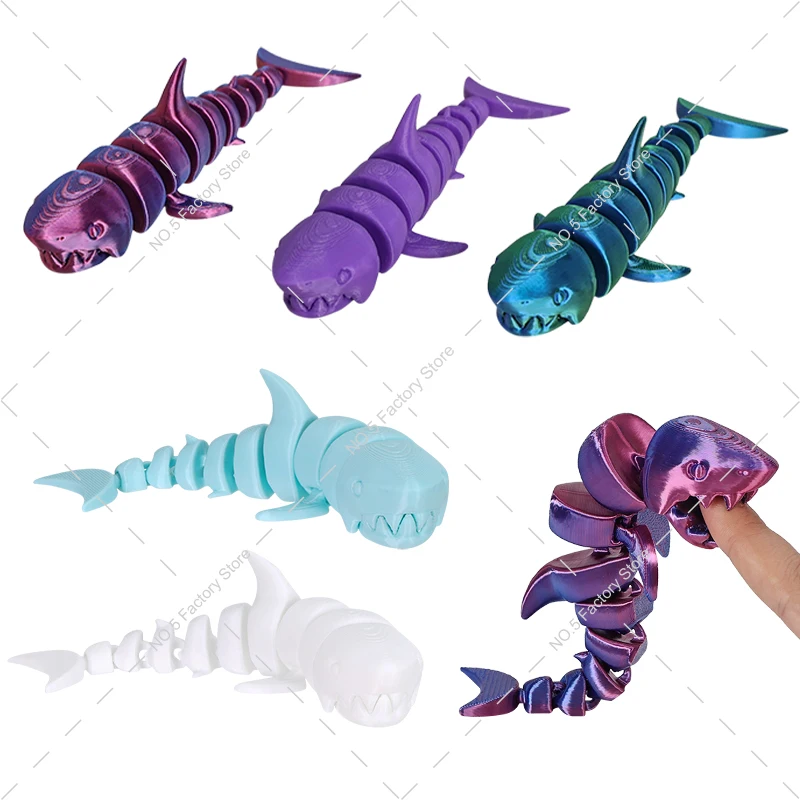 3D Printed Shark Action Figures Multi-Jointed Movable Animal Craft ...