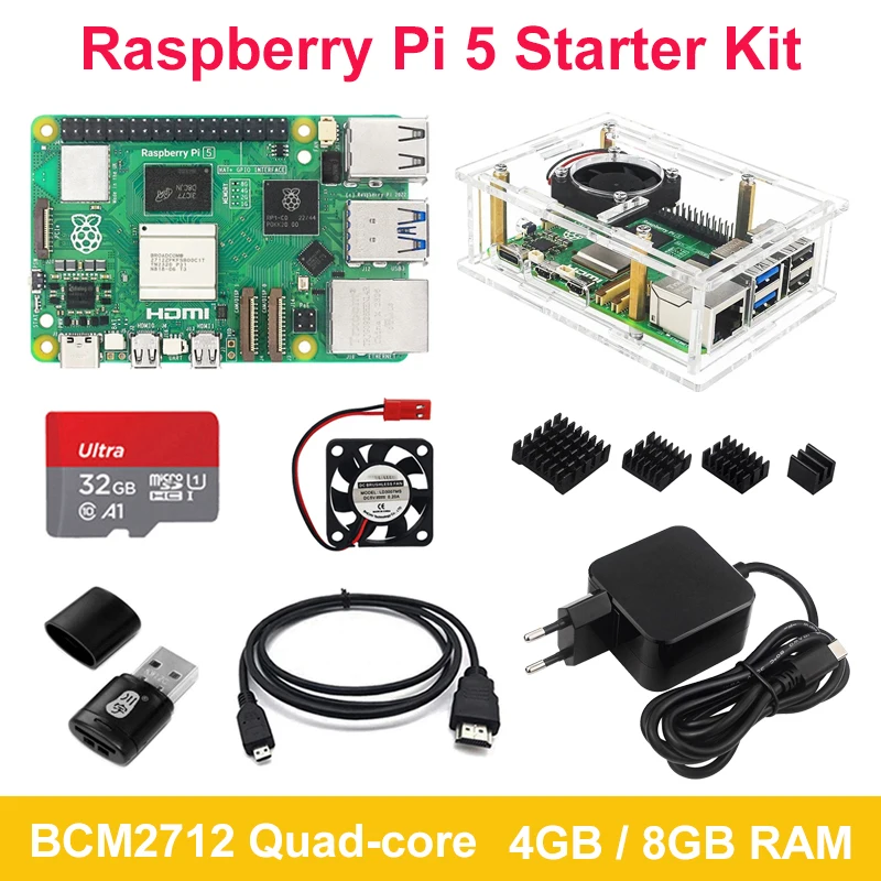 Raspberry-Pi-5-Starter-Kit-8GB-4GB-RAM-Board-With-Acrylic-Case-Cooling ...