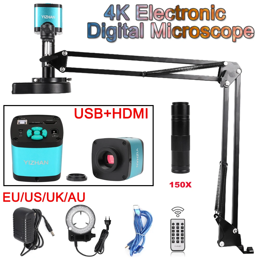 48MP-4K-1080P-HDMI-USB-Industrial-Video-Digital-Microscope-Camera-150X ...