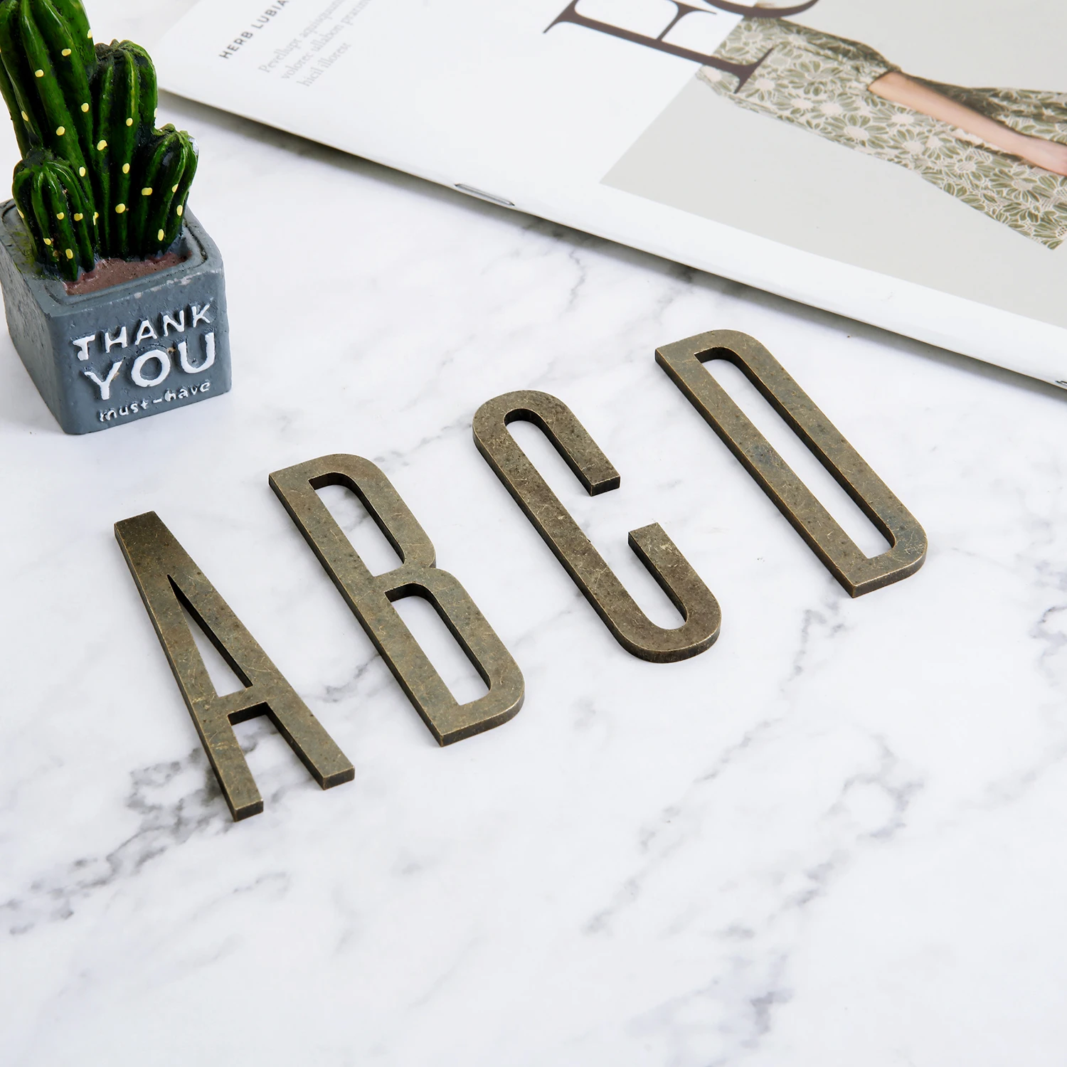 Bronze Metal House Number with Magnets English Alphabet Letters for ...