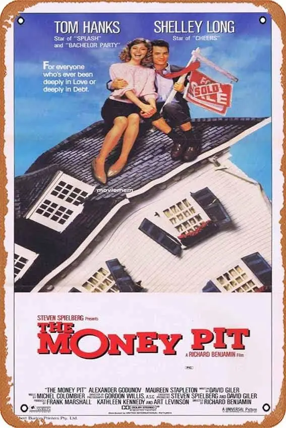Tin Sign Retro THE MONEY PIT Original Daybill Movie Poster TOM HANKS ...