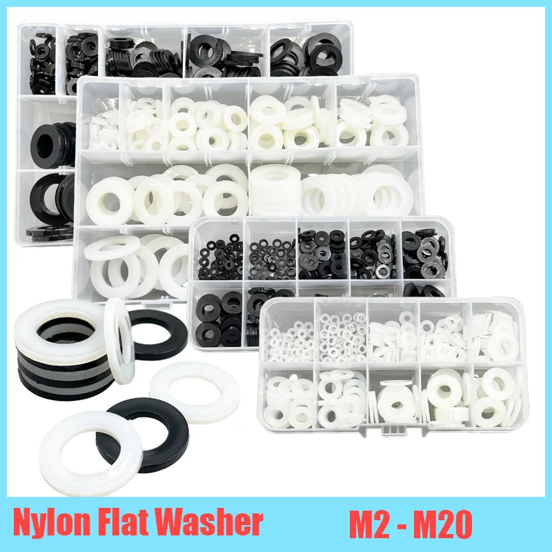Nylon Flat Washer Black White Plastic Sealing Hard Washers M2 M2.5 M3 ...