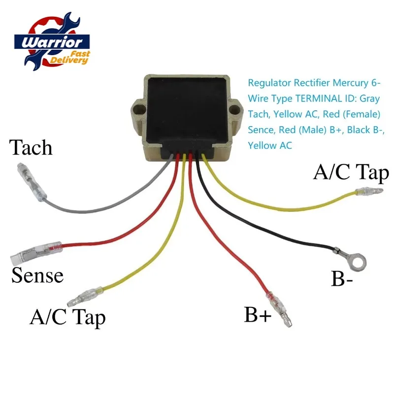 883072T Rectifier Voltage Regulator 6 Wire 12 Volt for Mariner Mercury ...