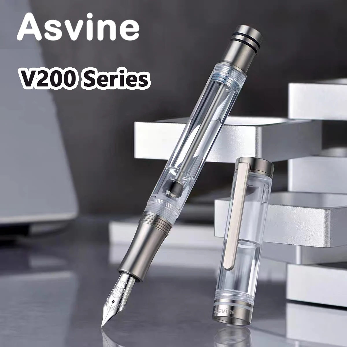Asvine-V200-Titanium-Fountain-Pen-Acrylic-Luxury-Elegant-Vacuum-Filling ...