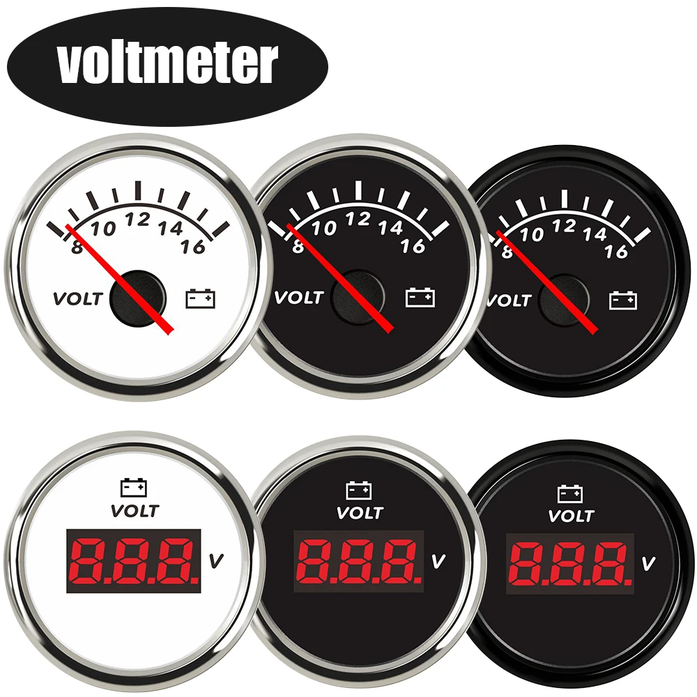 52mm Car Voltmeter 8-16 / 16-32 Volts Waterproof with Red Backlight ...
